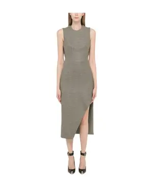 Alexander McQueen Houndstooth Asymmetrical Dress