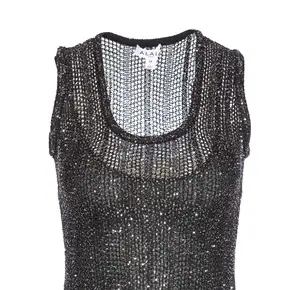 Alaïa Sequin Knit Skater Dress - Black / Silver
