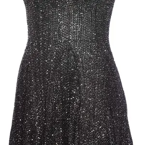 Alaïa Sequin Knit Skater Dress - Black / Silver