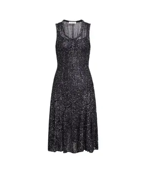 Alaïa Sequin Knit Skater Dress - Black/silver