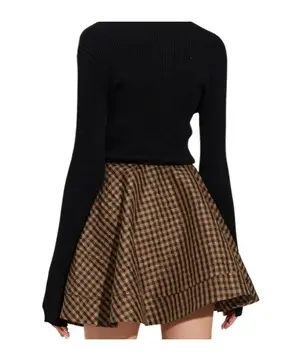 GANNI Long-sleeved Ribbed Knit Polo Top With Button Detailing - Black