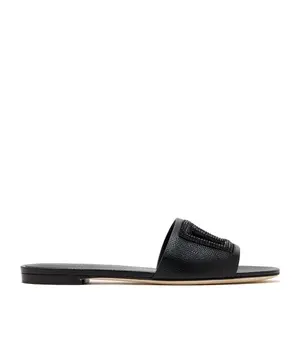Dolce & Gabbana Embellished Logo Slides - Black