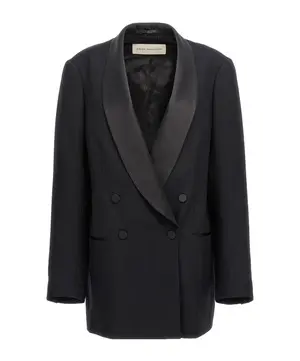 Dries Van Noten Double-breasted Tuxedo Blazer - Black