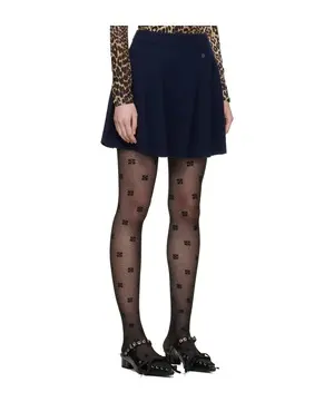 GANNI Wool Blend Elastic Waist Mini Skirt - Black