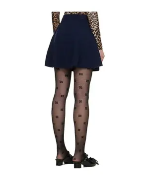 GANNI Wool Blend Elastic Waist Mini Skirt - Black