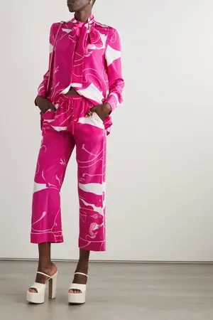 Valentino Garavani Printed Long-sleeve Shirt With Bow Detail