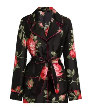 Dolce & Gabbana Floral Print Belted Blazer - Multicolour