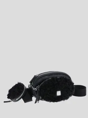 Mcm Ecological Fur Cross-body Bag With Monogram Detail