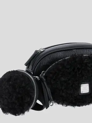 Mcm Ecological Fur Cross-body Bag With Monogram Detail