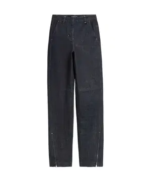 Jacquemus Stitch Detailed High Waist Jeans - Deep Navy Blue