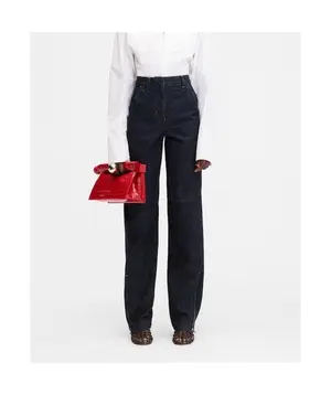 Jacquemus Stitch Detailed High Waist Jeans - Deep Navy Blue