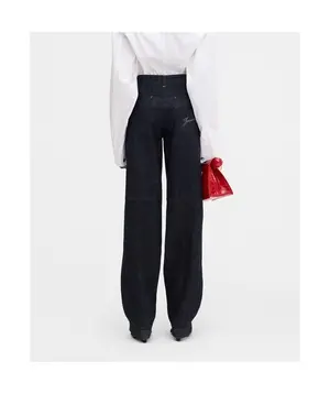 Jacquemus Stitch Detailed High Waist Jeans - Deep Navy Blue