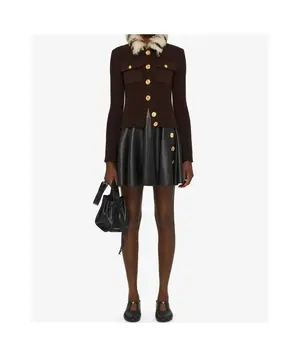 Givenchy Fur Collared Button-up Cardigan - Auburn
