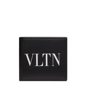Valentino Garavani Vltn Logo Printed Bi-fold Wallet - Black