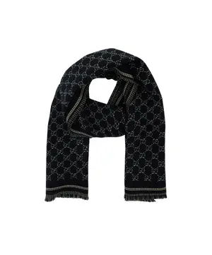 Gucci Gg Wool Jacquard Scarf - Black