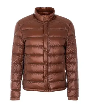 Moncler Quilted Down Jacket With Stand Collar - Brown