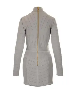 Balmain High-neck Zip-up Knitted Dress