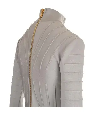 Balmain High-neck Zip-up Knitted Dress
