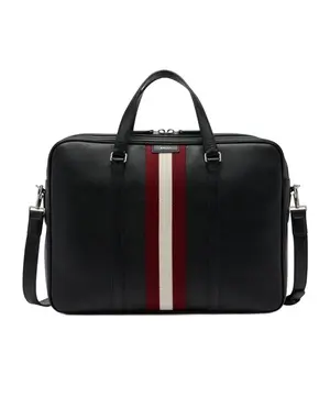Bally Code Logo Striped Briefcase - Black