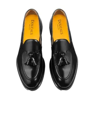 DOUCAL'S Leather Loafer With Tassels - Black