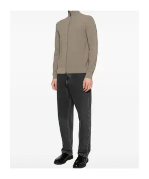 Emporio Armani Chevron Pattern Zip-up Sweater