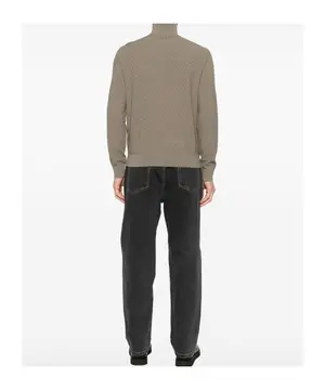 Emporio Armani Chevron Pattern Zip-up Sweater