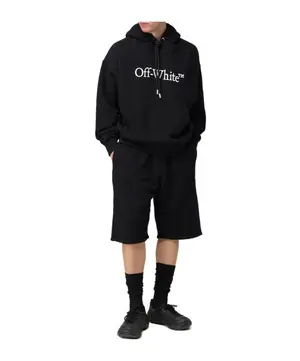 Off-White Diagonal Arrow Print Drawstring Bermuda Shorts - Black
