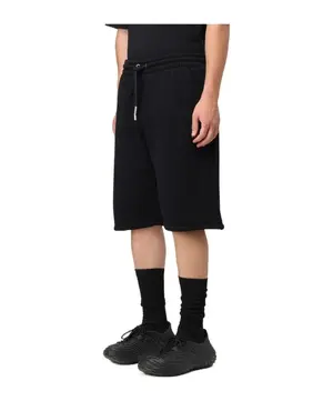 Off-White Diagonal Arrow Print Drawstring Bermuda Shorts - Black