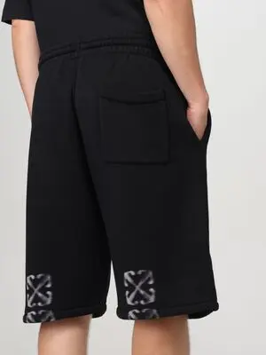 Off-White Diagonal Arrow Print Drawstring Bermuda Shorts - Black