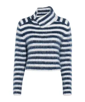 Jacquemus Striped Knit Asymmetrical Turtleneck Jumper - Multi-navy