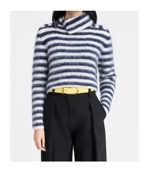 Jacquemus Striped Knit Asymmetrical Turtleneck Jumper - Multi-navy