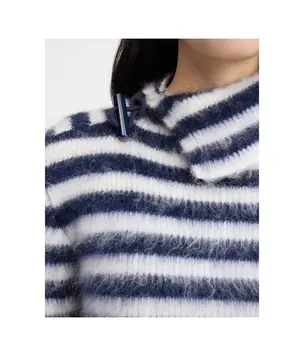 Jacquemus Striped Knit Asymmetrical Turtleneck Jumper - Multi-navy