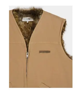 MAISON MARGIELA Sleeveless Zip-up Vest With Faux Fur Trim