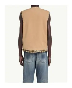 MAISON MARGIELA Sleeveless Zip-up Vest With Faux Fur Trim