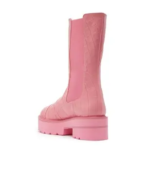 STUART WEITZMAN Chelsea Boots With Crocodile-effect Leather - Pink