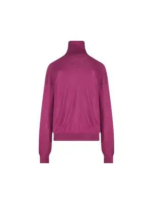 Saint Laurent Long Sleeve Turtleneck Knitted Jumper - Pink