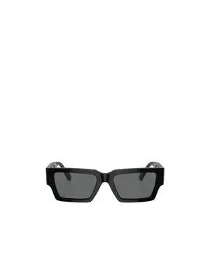 Versace Rectangle Frame Sunglasses With Medusa Head Detail - Gray