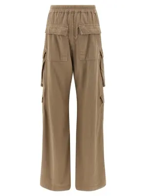 Rick Owens Wide Leg Cargo Pants With Drawstring And Zip Flap Pockets