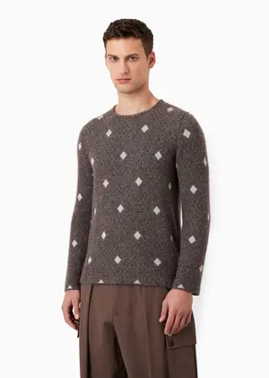 Giorgio Armani Diamond Jacquard Crew Neck Jumper