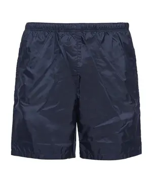 Prada Triangle Logo Plaque Elastic Swim Shorts - Blue