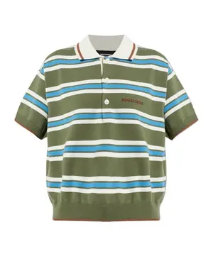 Dsquared2 Striped Knit Polo Top - Green