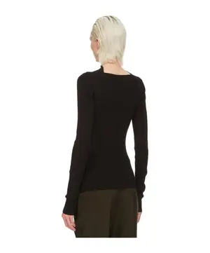 Rick Owens Ribbed High Neck Long Sleeve Sweater