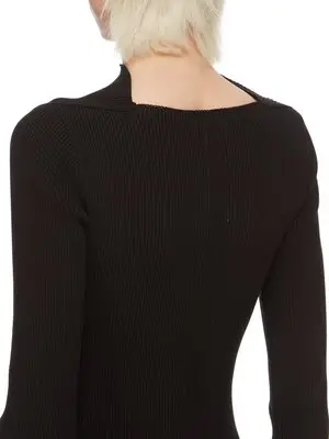 Rick Owens Ribbed High Neck Long Sleeve Sweater
