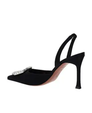 Amina Muaddi Logo Pointed High Heels - Black