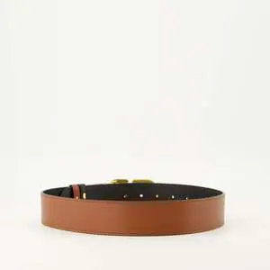 Valentino Garavani Vlogo Reversible Leather Belt - Black