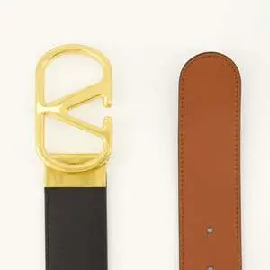 Valentino Garavani Vlogo Reversible Leather Belt - Black