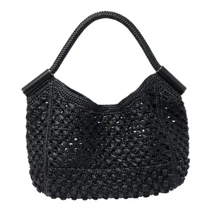 Dolce & Gabbana Woven Top Handle Bag With Logo Plaque