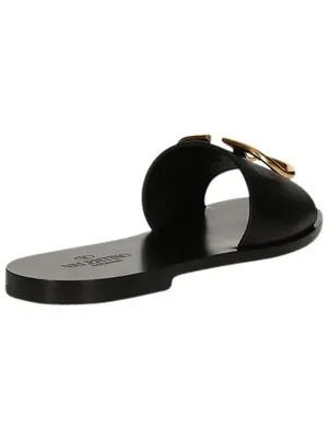 Valentino Garavani Vlogo Plaque Slip-on Slides - Black