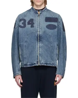 AMBUSH Paneled Graphic Denim Rider Jacket