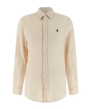 Polo Ralph Lauren Embroidered Long Sleeve Button-up Shirt - Nude
